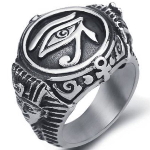 Egyptian Ring - Horus Eye & Pharaoh Head – Egypt Jewelry®